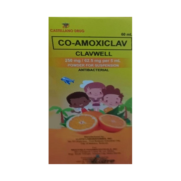 CLAVWELL Co-Amoxiclav 250mg / 62.5mg per 5mL Powder for Suspension 60mL price in the Philippines ...