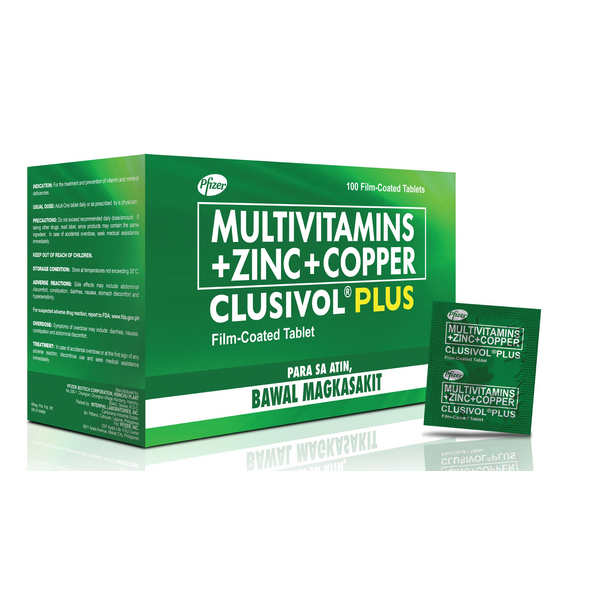 CLUSIVOL PLUS Multivitamins / Zinc / Copper Film-Coated Tablet 1's ...