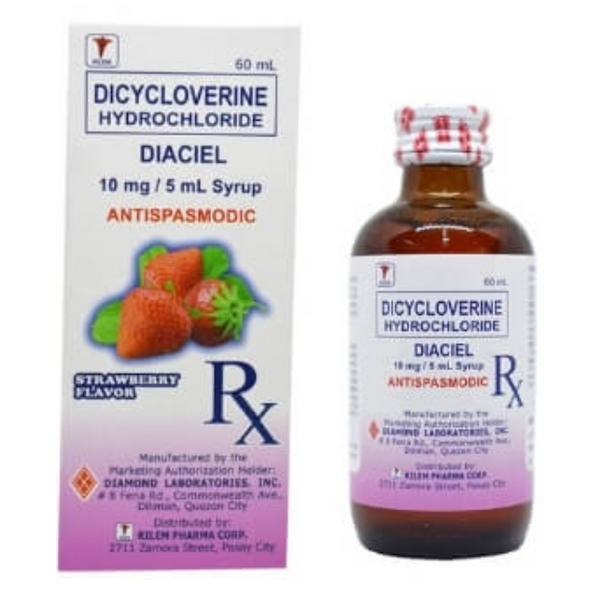 DIACIEL Dicycloverine Hydrochloride 10mg / 5mL Syrup 60mL Strawberry ...