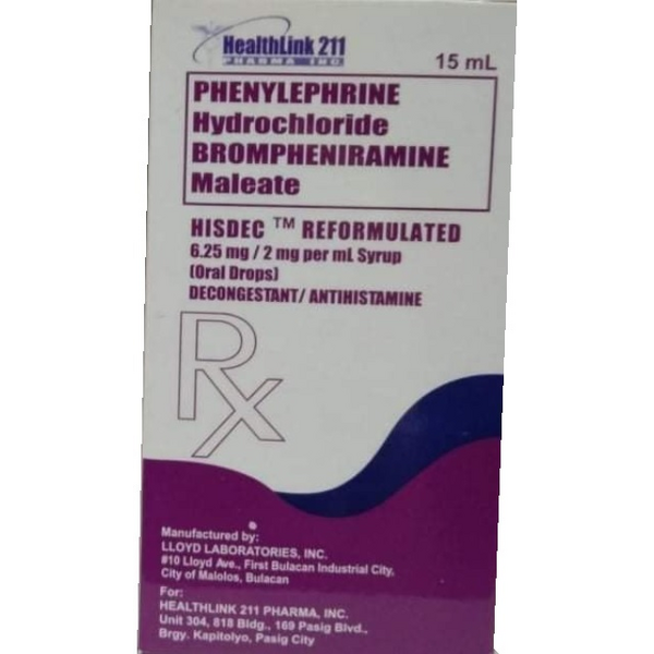 HISDEC (REFORMULATED) Phenylephrine Hydrochloride / Brompheniramine ...