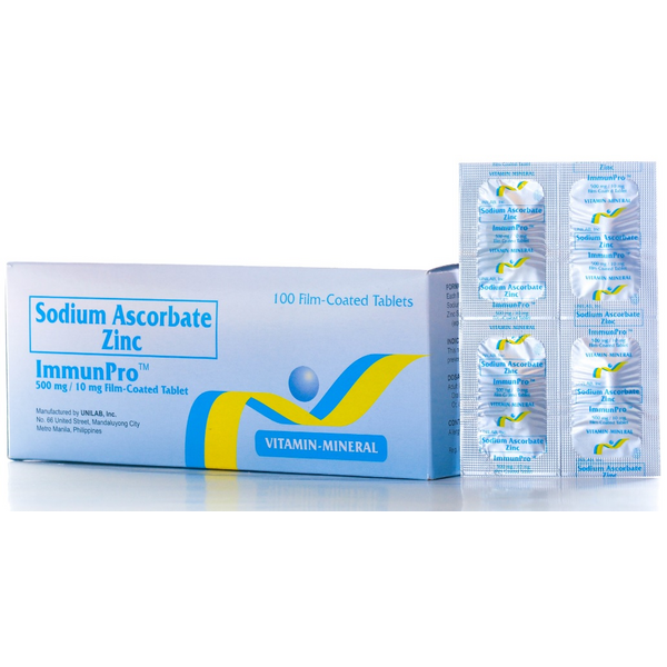 IMMUNPRO Ascorbic Acid / Zinc 500mg / 10mg Film-Coated Tablet 4's price ...
