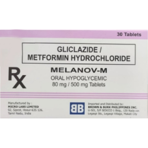 MELANOV-M Gliclazide / Metformin Hydrochloride 80mg / 500mg Tablet 30's ...