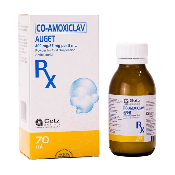 AUGET Co-Amoxiclav 457mg per 5mL Powder for Oral Suspension 70mL price ...