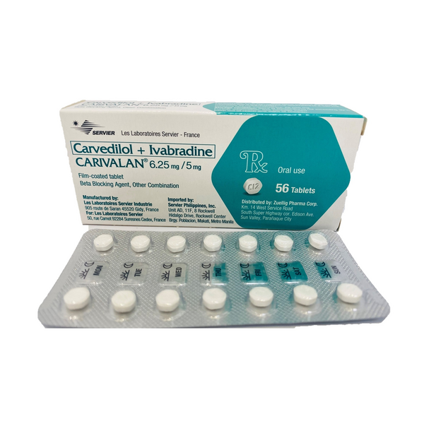 CARIVALAN Carvedilol / Ivabradine 6.25mg / 5mg Film-Coated Tablet 1's ...