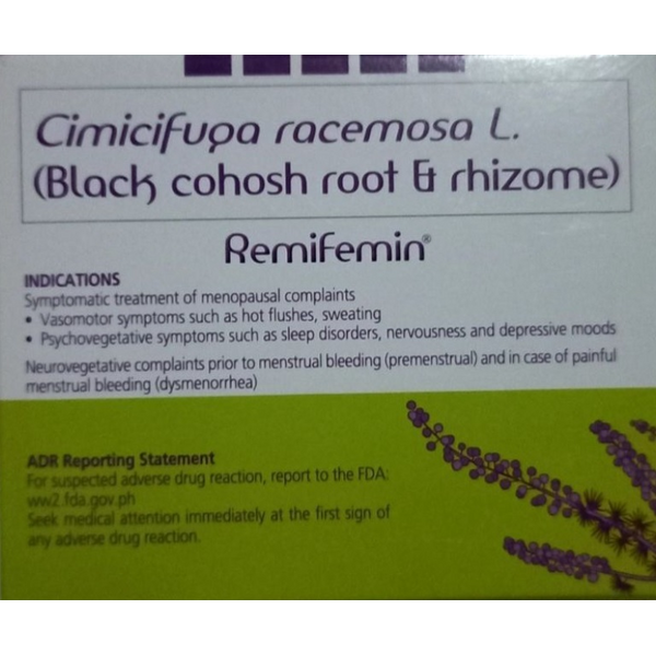 REMIFEMIN Cimicifuga Racemosa L. (Black Cohosh Root & Rhizome) 20mg ...