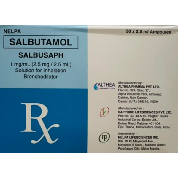 SALBUSAPH Salbutamol 1mg / mL (2.5mg / 2.5mL) Solution for Inhalation 2 ...
