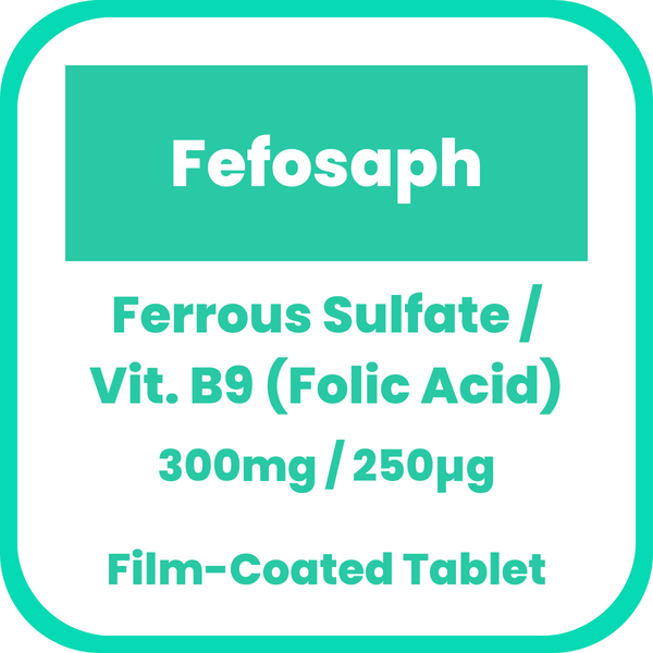 FEFOSAPH Ferrous Sulfate / Folic Acid 300mg / 250mg Film-Coated Tablet ...