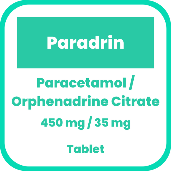PARADRIN Paracetamol / Orphenadrine Citrate 450mg / 35mg Tablet 1's ...