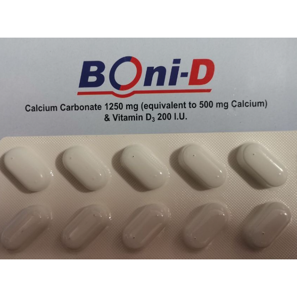 BONI-D Calcium Carbonate / Vitamin D3 500mg / 200IU Tablet 30's price ...