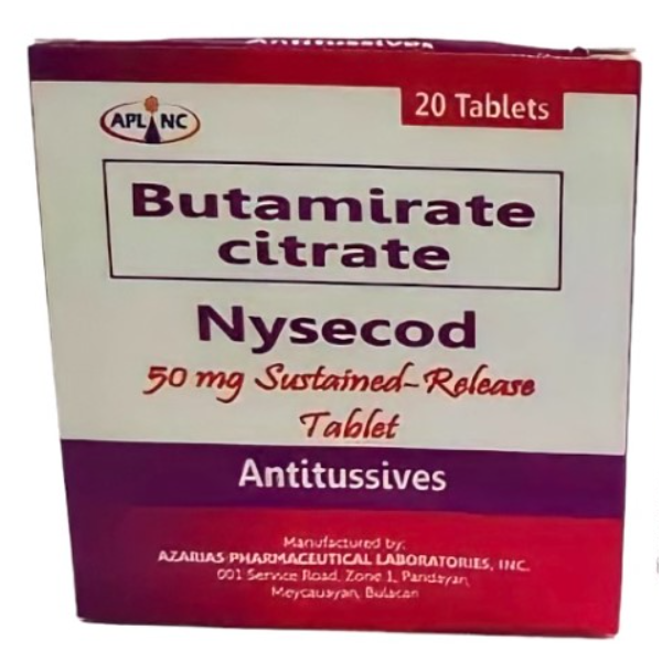 NYSECOD Butamirate Citrate 50mg Sustained Release Tablet 20's price in ...