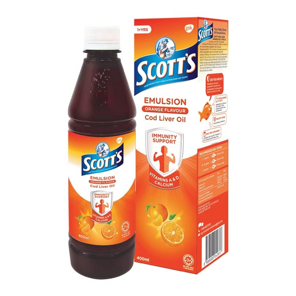 SCOTT'S Cod Liver Oil / Vit. A / Vit. D / Calcium Emulsion 400mL Orange ...
