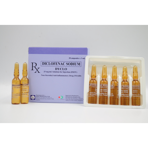 DYCLO Diclofenac Sodium 25mg / mL Solution for IM/IV Injection 3mL 20's ...