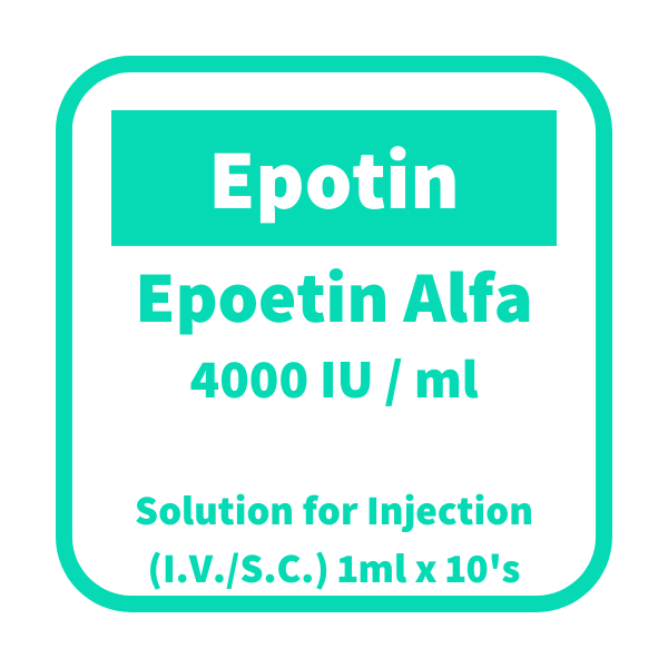 EPOTIN Epoetin Alfa 4,000IU / mL Solution for IV/SC Injection 1mL 10's ...