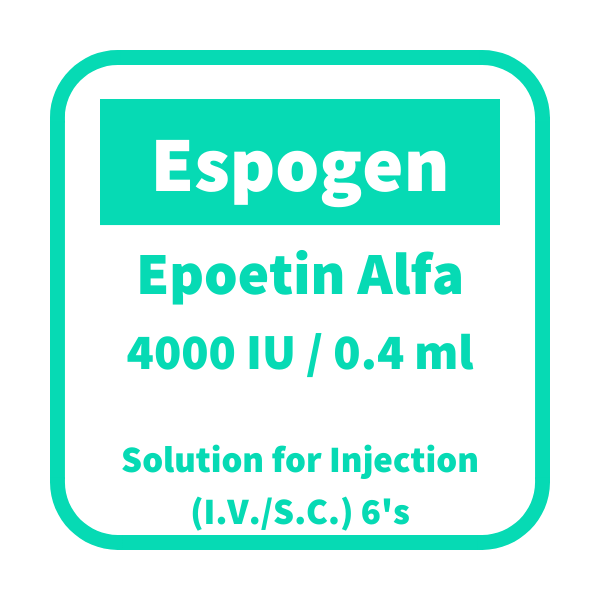 ESPOGEN Epoetin Alfa 4000IU / 0.4mL Solution for IV/SC Injection 6's ...