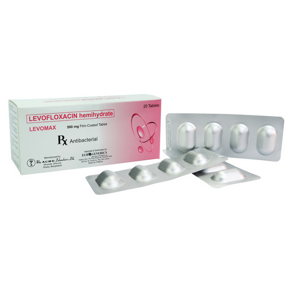 Buy Levomax levofloxacin hemihydrate 500mg film-coated tablet 20's ...
