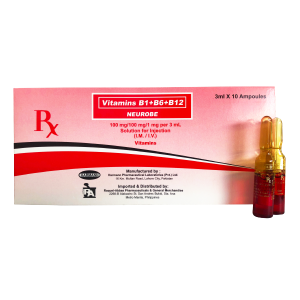 NEUROBE Vitamin B Complex 100mg / 100mg / 1mg per 3mL Solution for IM ...