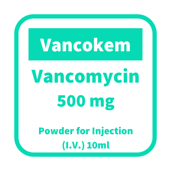 VANCOKEM Vancomycin Hydrochloride 500mg Powder for IV Injection 10mL ...