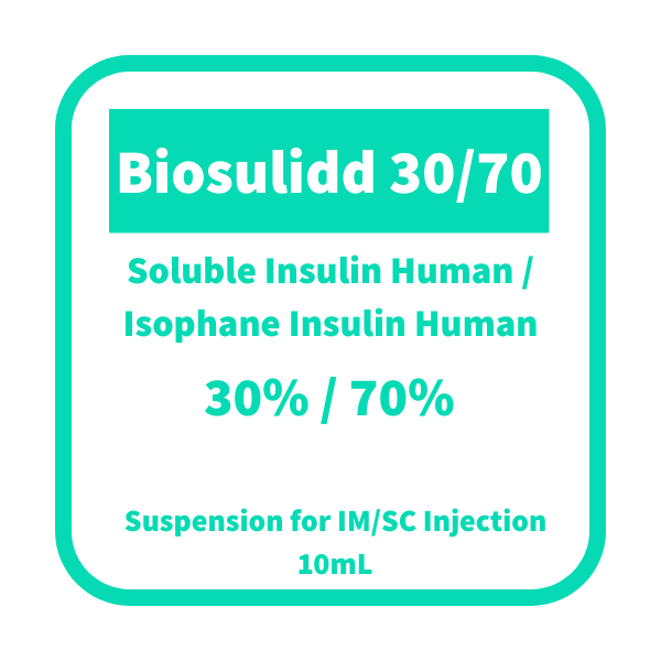 BIOSULIDD 30/70 Soluble Insulin Human / Isophane Insulin Human 30% / 70% Suspension for IM/SC ...