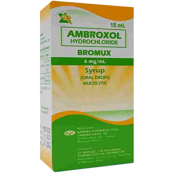 BROMUX Ambroxol Hydrochloride 6mg / mL Syrup (Oral Drops) 15mL Mango ...