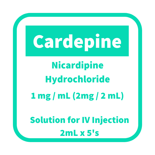 CARDEPINE Nicardipine Hydrochloride 1mg / mL (2mg / 2 mL) Solution for ...
