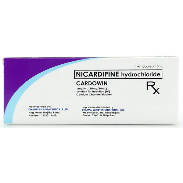 CARDOWIN Nicardipine Hydrochloride 1mg / mL (10mg / 10mL) Solution for ...
