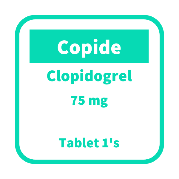 Buy Copide clopidogrel 75mg film-coated tablet 1's online with MedsGo ...