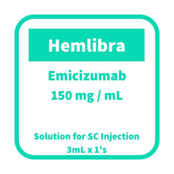 HEMLIBRA Emicizumab 150mg / mL Solution for SC Injection 3mL 1's price ...