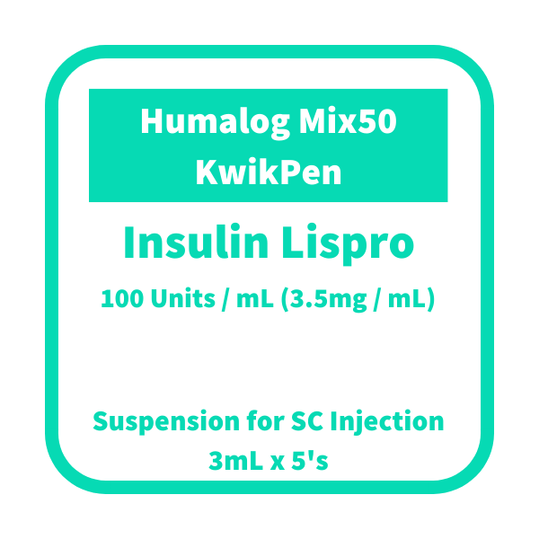 HUMALOG MIX50 KWIKPEN Insulin Lispro 100Units / mL (3.5mg / mL ...