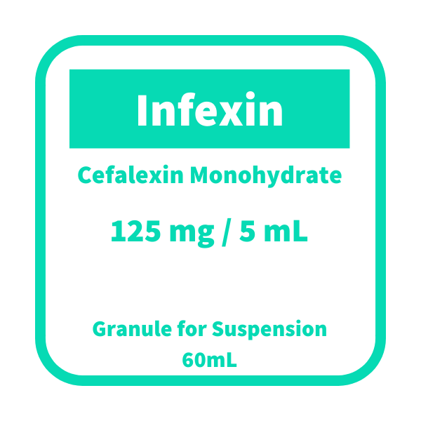INFEXIN Cefalexin Monohydrate 125mg / 5mL Granule for Suspension 60mL ...