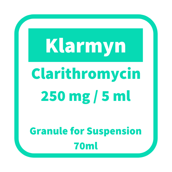 KLARMYN Clarithromycin 250mg / 5mL Granules for Oral Suspension 70mL ...