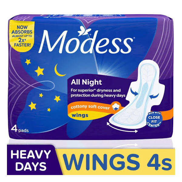 MODESS Heavy Days All Night Sanitary Pads with Wings 4's price in the ...