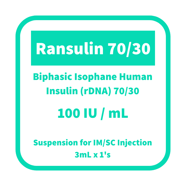 RANSULIN 70/30 Biphasic Isophane Human Insulin (rDNA) 70/30 100IU / mL ...