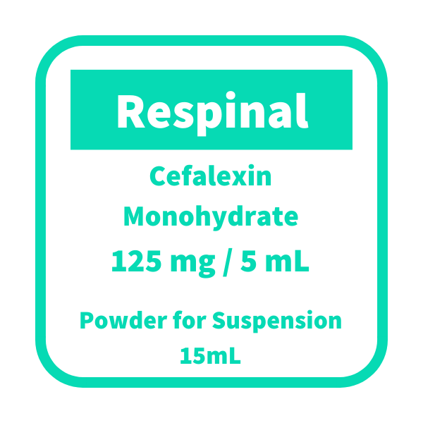 RESPINAL Cefalexin Monohydrate 125mg / 5mL Powder for Suspension 15mL ...