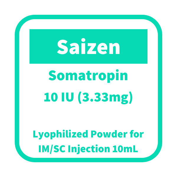SAIZEN Somatropin 10IU (3.33mg) Lyophilized Powder for IM/SC Injection ...