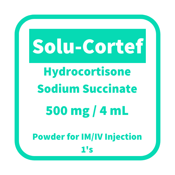 SOLU-CORTEF Hydrocortisone Sodium Succinate 500mg / 4mL Powder for IM ...