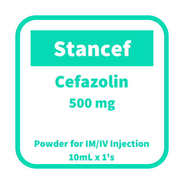 STANCEF Cefazolin 500mg Powder for IM/IV Injection 10mL 1's price in ...