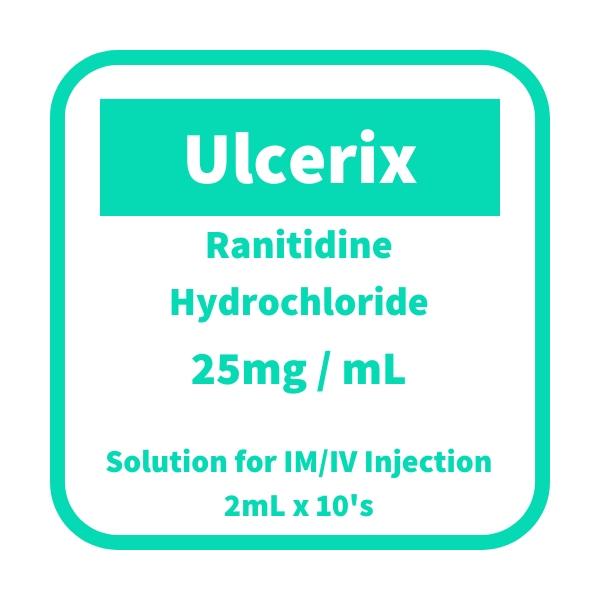 ULCERIX Ranitidine Hydrochloride 25mg/mL Solution for IM/IV Injection ...