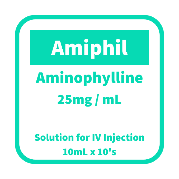 AMIPHIL Aminophylline 25mg / mL Solution for IV Injection 10mL 10's ...