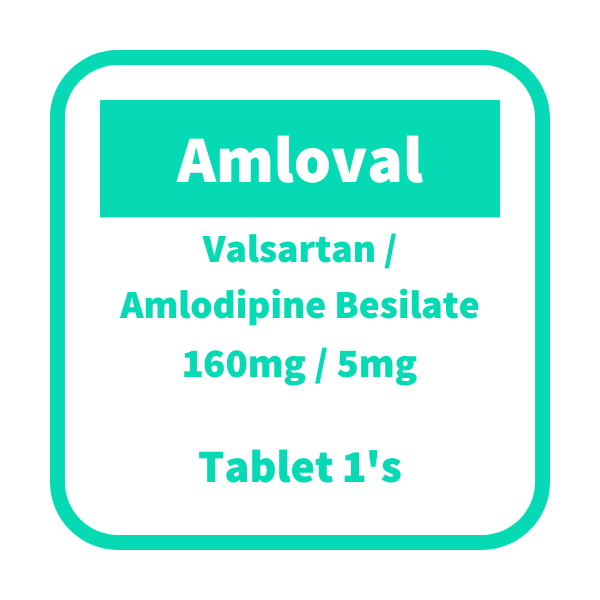 AMLOVAL Valsartan / Amlodipine Besilate 160mg / 5mg Film-Coated Tablet ...