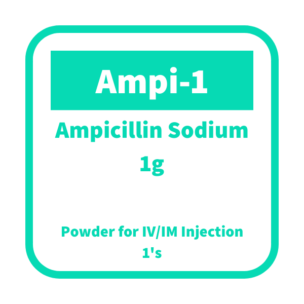 AMPI-1 Ampicillin Sodium 1g Powder for IV/IM Injection 1's price in the ...