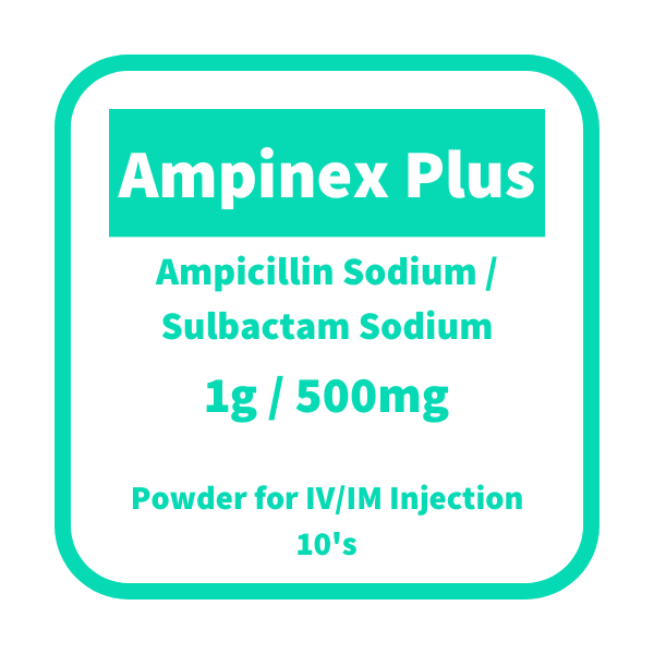 AMPINEX PLUS Ampicillin Sodium / Sulbactam Sodium 1g / 500mg Powder for ...