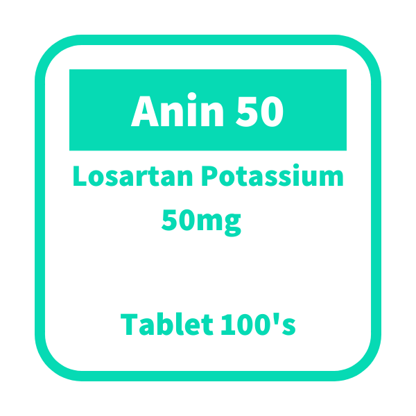 ANIN 50 Losartan Potassium 50mg Film-Coated Tablet 100's price in the ...