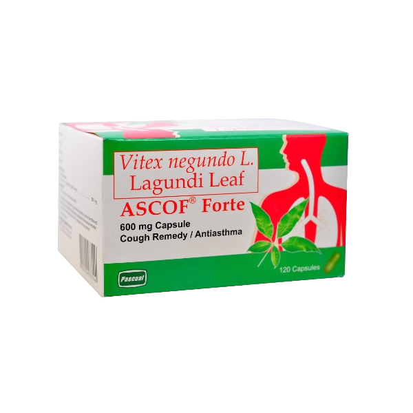 ASCOF FORTE Vitex Negundo L. (Lagundi Leaf) 600mg Capsule 120's price ...