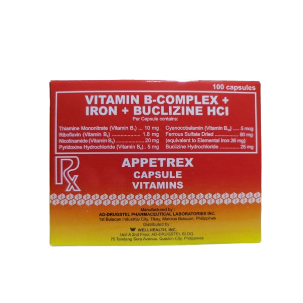 Buy Appetrex vitamin b complex / iron / buclizine hydrochloride capsule ...