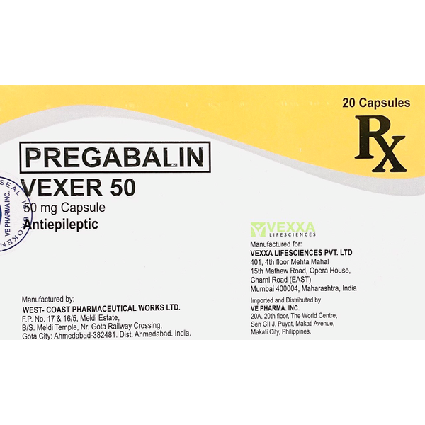 VEXER 50 Pregabalin 50mg Capsule 1's price in the Philippines | MedsGo ...
