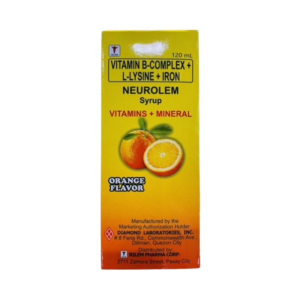 NEUROLEM Vitamin B Complex / L-Lysine / Iron Syrup 120mL Orange price ...