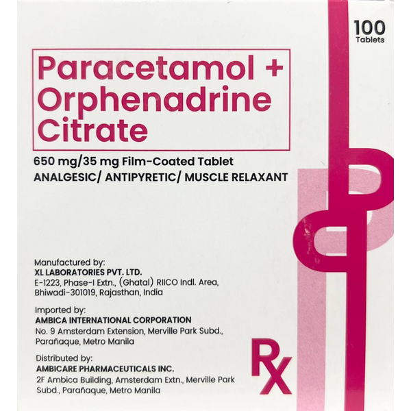 AMBICA Paracetamol / Orphenadrine Citrate 650mg / 35mg Film-Coated ...