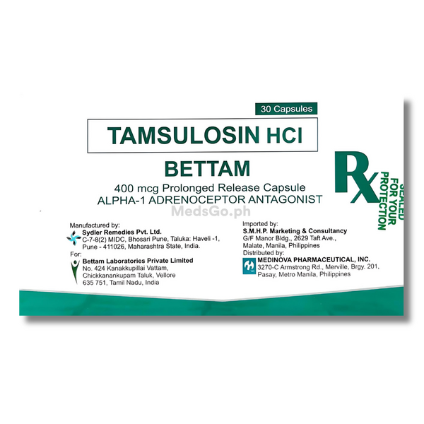 BETTAM Tamsulosin Hydrochloride 400mcg Prolonged Release Capsule 30's ...