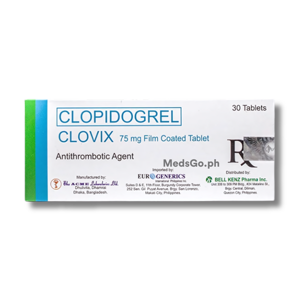 CLOVIX Clopidogrel 75mg Film-Coated Tablet 30's price in the ...