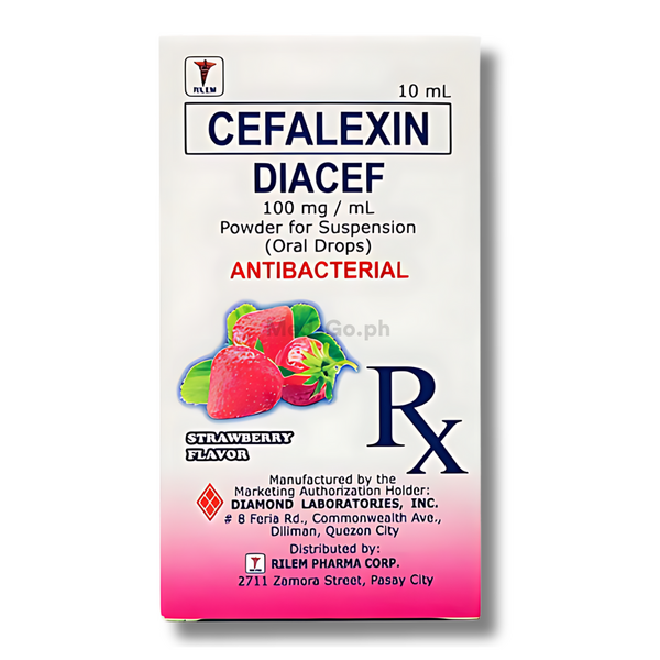 DIACEF Cefalexin 100mg / mL Suspension Oral Drops 10mL Strawberry price ...